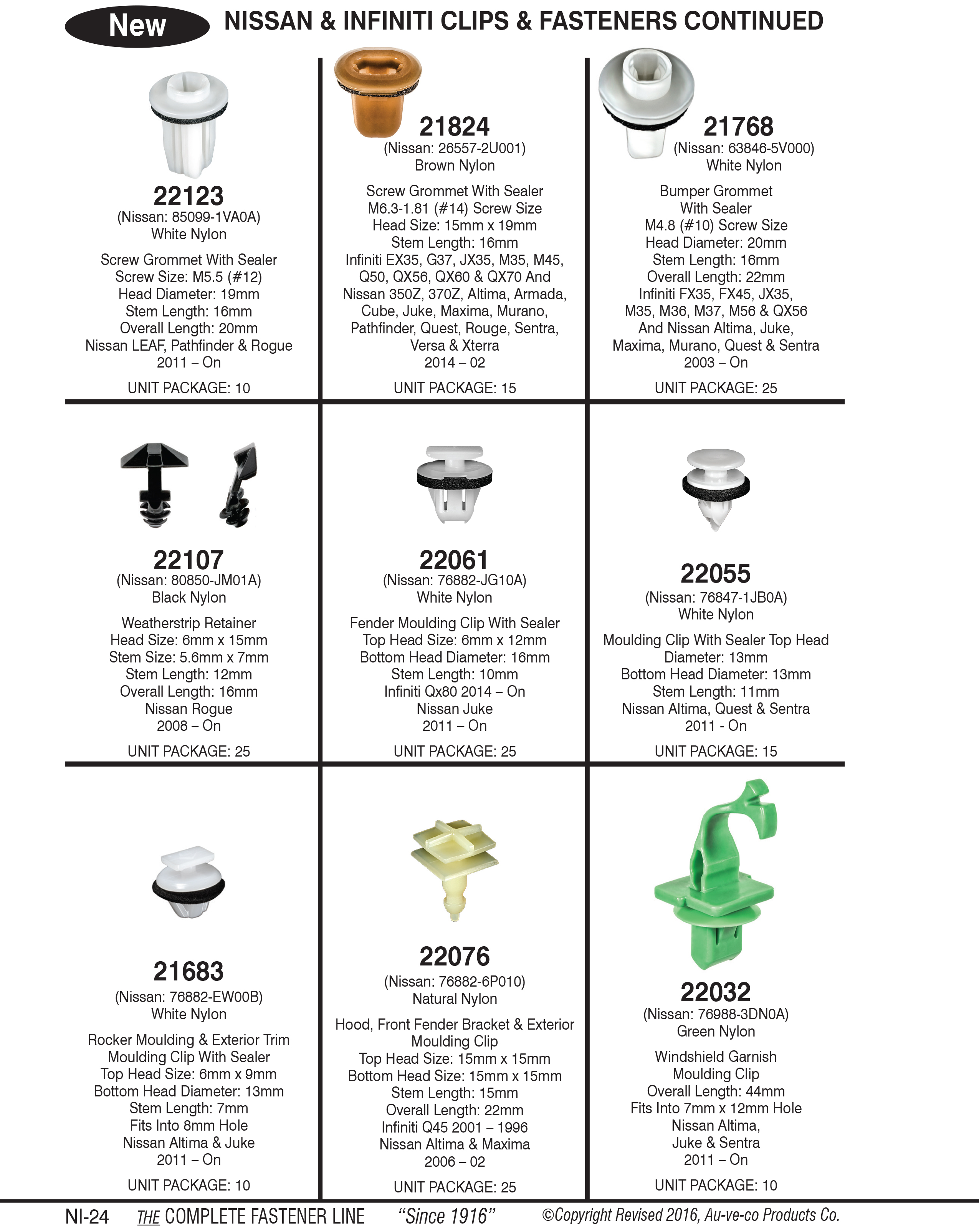 AUVECO #21683 Moulding Clip W/Sealer White Nylon